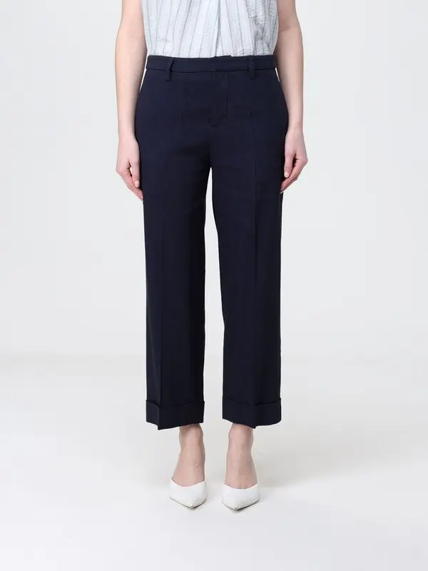 TELA Andrew Cropped Linen Blend Pants - Blue