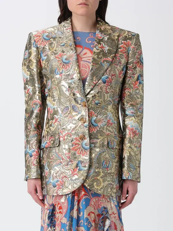 Etro Floral Print Blazer - Gold
