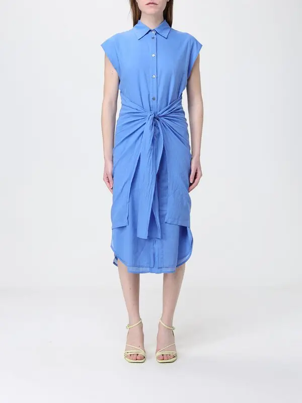 TELA Cotton Shirtdress - Gnawed Blue