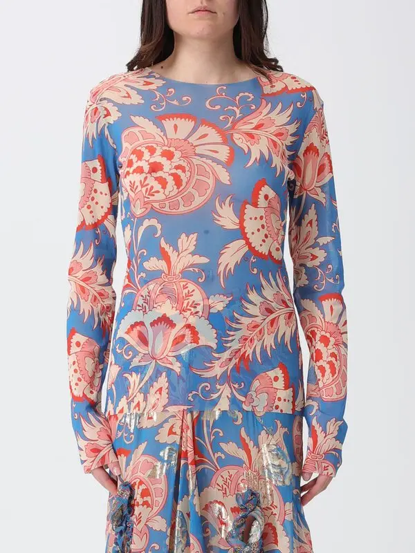 Etro Long-sleeved Printed Top - Gnawed Blue
