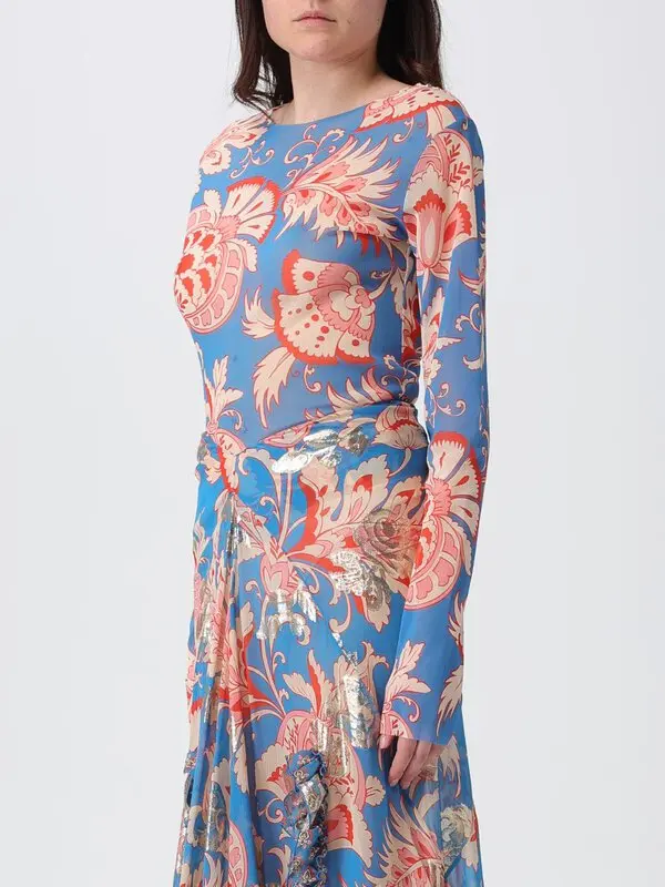 Etro Long-sleeved Printed Top - Gnawed Blue