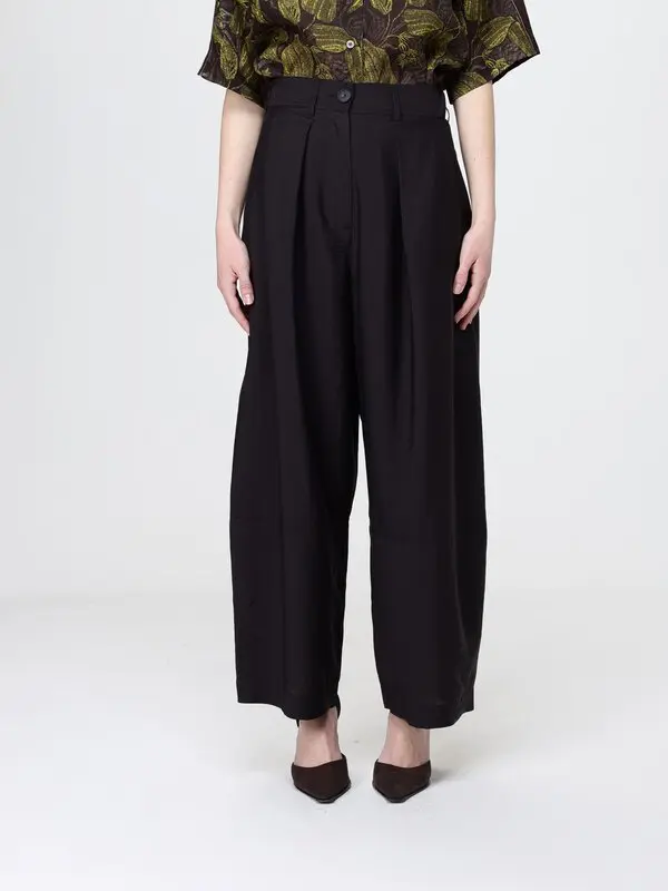 TELA Black Textured Trousers