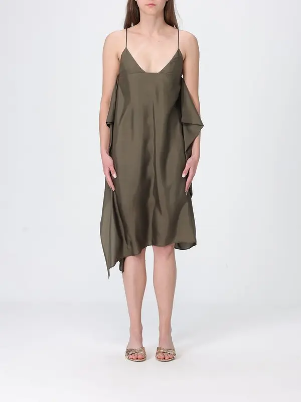 Ter Et Bantine Asymmetrical Draped Midi Dress - Military