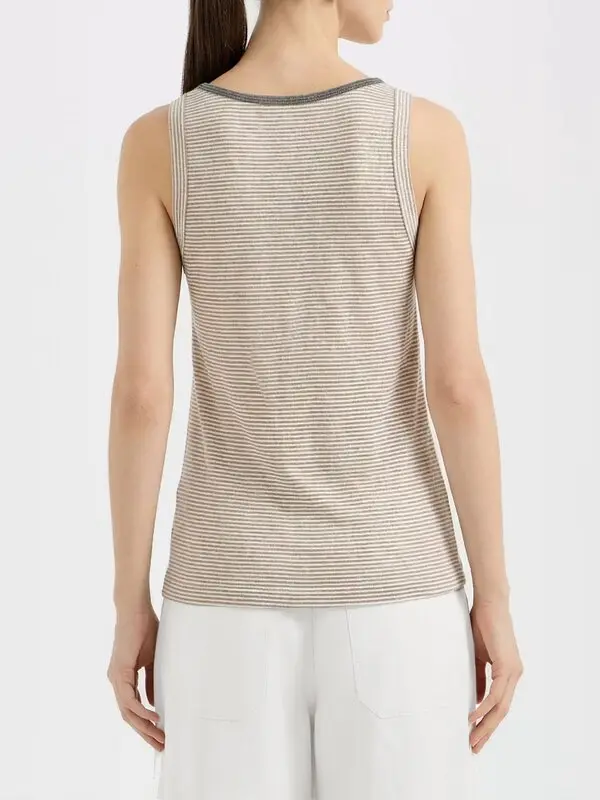 Brunello Cucinelli Striped Linen Tank Top