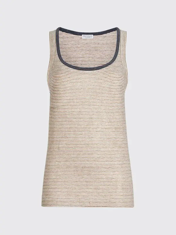 Brunello Cucinelli Striped Linen Tank Top
