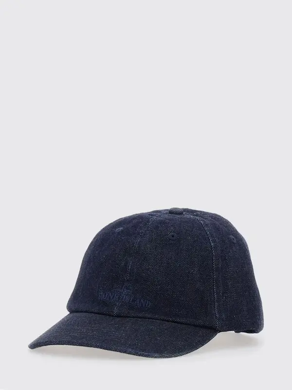 Stone Island Cotton Denim Baseball Cap With Embroidered Logo - Blue