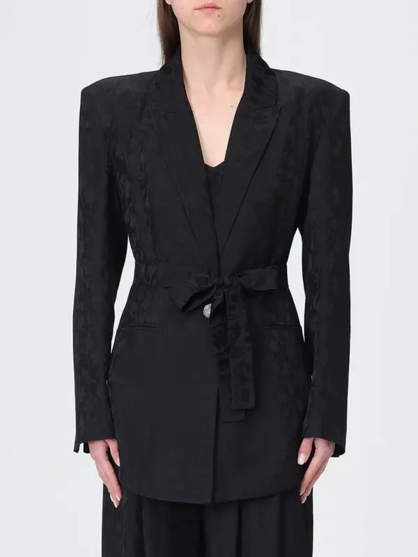 Pinko Belted Floral Jacquard Jacket - Black