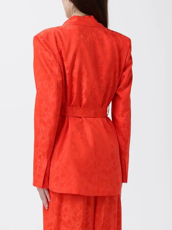 Pinko Belted Floral Jacquard Jacket - Coral