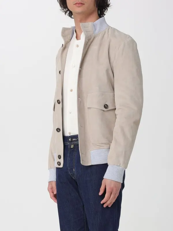 Eleventy Suede Bomber Jacket - Sand