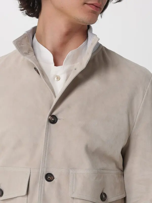 Eleventy Suede Bomber Jacket - Sand