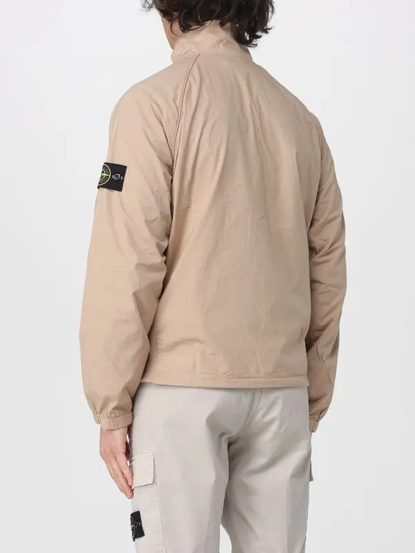 Stone Island Zip-up Jacket With Stand Collar - Sand