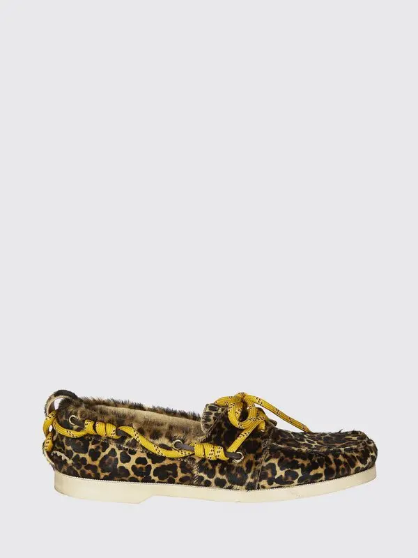 GOLDEN GOOSE Leopard Print Pony Hair Boat Shoes - Multicolor
