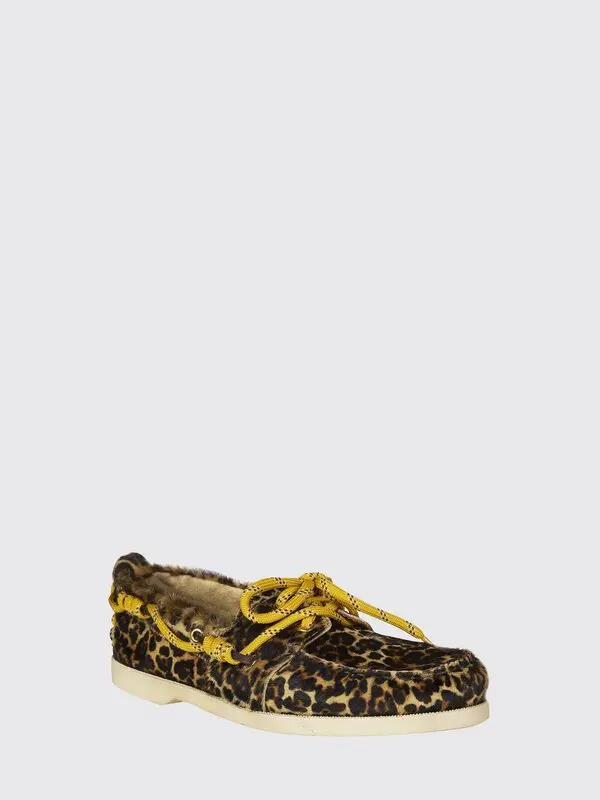 GOLDEN GOOSE Leopard Print Pony Hair Boat Shoes - Multicolor