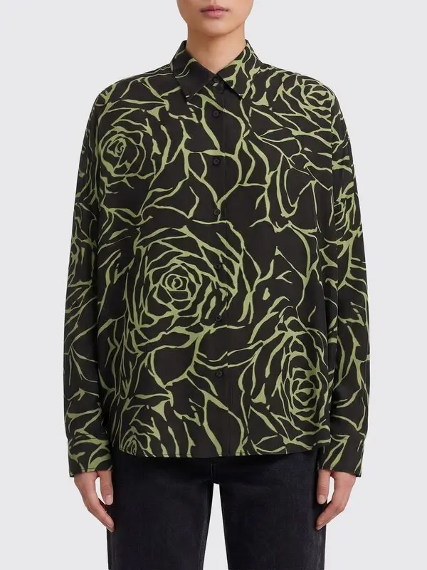 Dries Van Noten Viscose Floral Print Shirt - Black