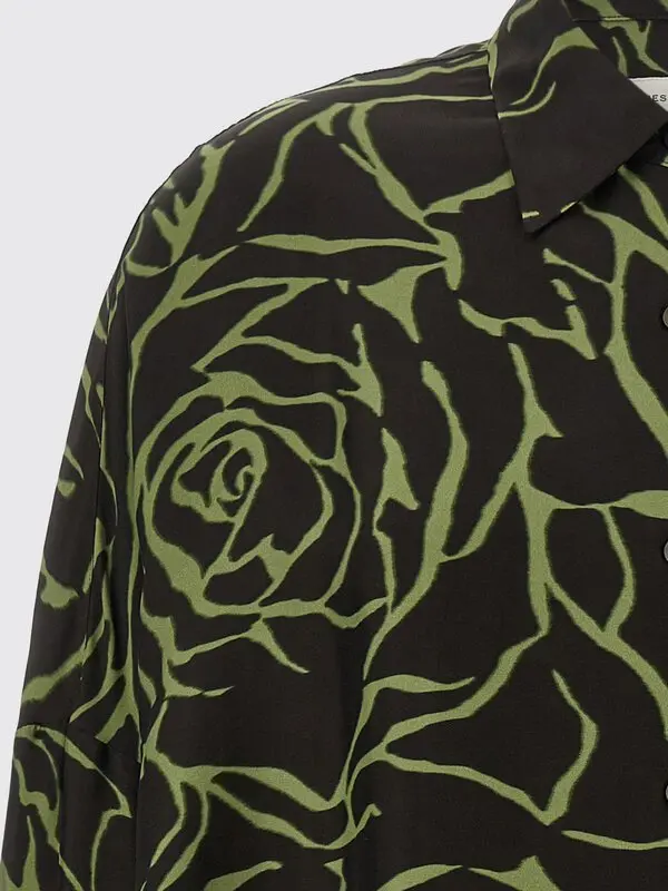 Dries Van Noten Viscose Floral Print Shirt - Black