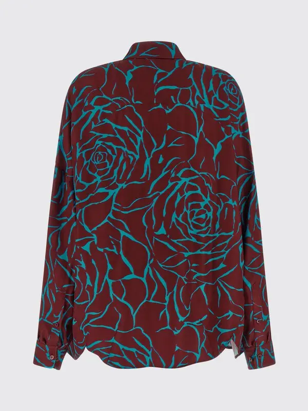 Dries Van Noten Viscose Floral Print Shirt - Burgundy