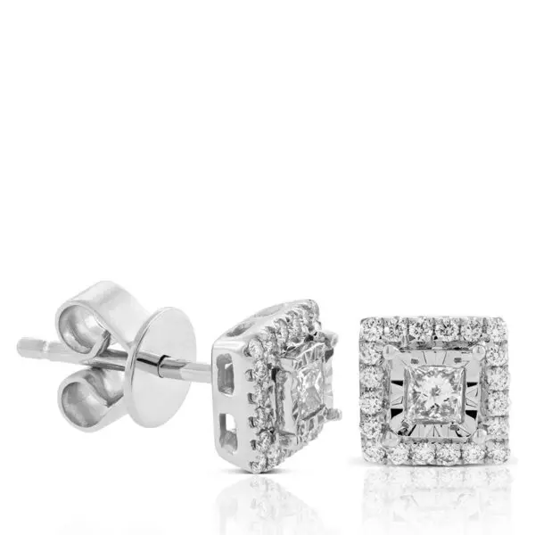 Benbridge Princess Diamond Halo Earrings 14k, |erg566 - Wg