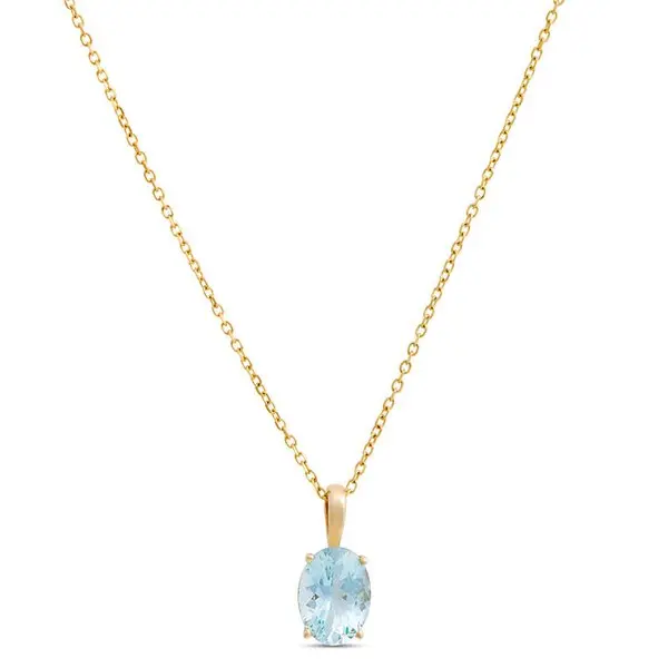 Benbridge Oval Aquamarine Pendant Necklace, 14k Yellow Gold - Blue