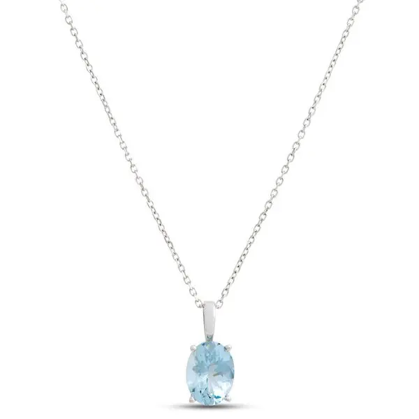 Benbridge Oval Aquamarine Pendant, 14k White Gold,|qp5572aq - Blue