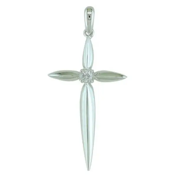 Benbridge Cross Pendant With Diamond Center, 14k White Gold,|p21456dis - Wg
