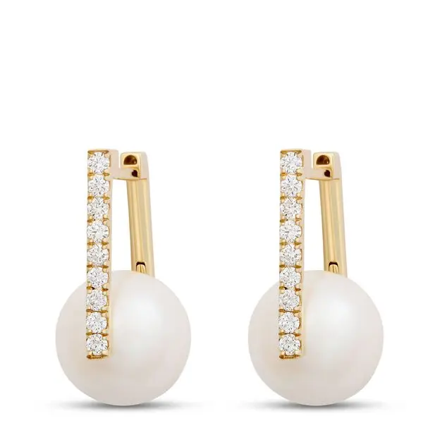 Benbridge Cultured Pearl Hoop Earrings, 14k Yellow Gold,yg|fe H7078/fp,di - White