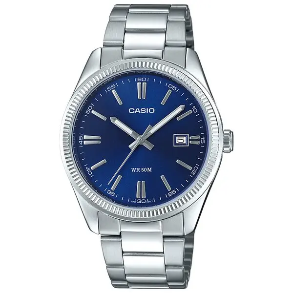 Benbridge Casio Vintage Blue Dial Watch, 38.5mm,|mtp1302d-2avt - Stainless Steel