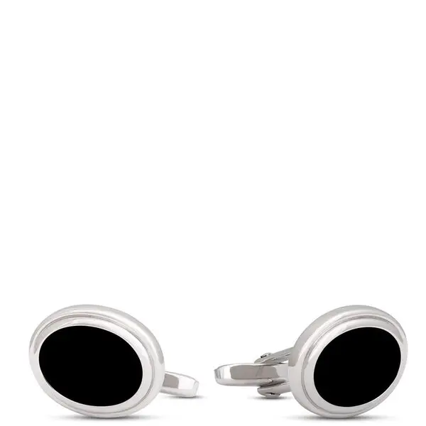 Benbridge Oval Onyx Cufflinks, Sterling Silver,ss|82/00009-0 126 Onyx - Black