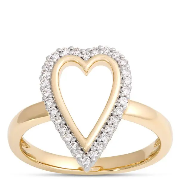 Benbridge Open Center Heart Shaped Ring With Diamonds, 14k Yellow Gold,|r37284dis - Tt
