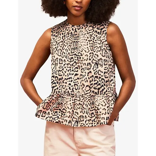 RO&ZO Print Peplum-hem Cotton Top