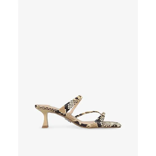 Steve Madden Ajay Printed Heeled Leather Sandals - Beige Comb