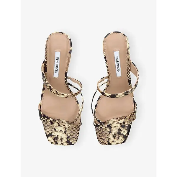 Steve Madden Ajay Printed Heeled Leather Sandals - Beige Comb
