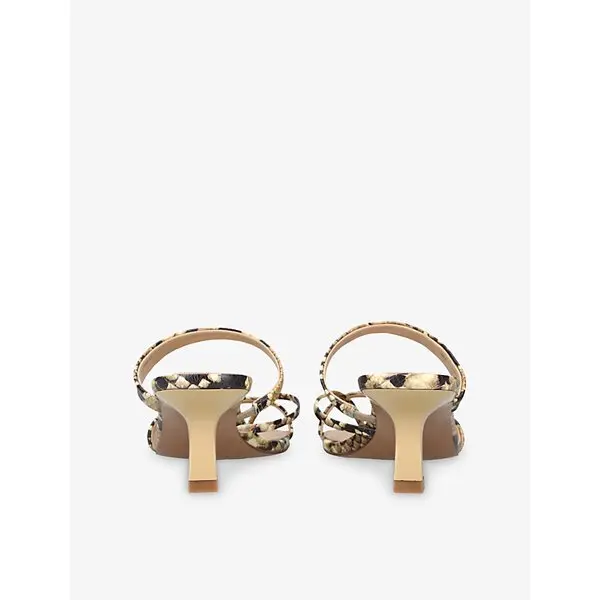 Steve Madden Ajay Printed Heeled Leather Sandals - Beige Comb