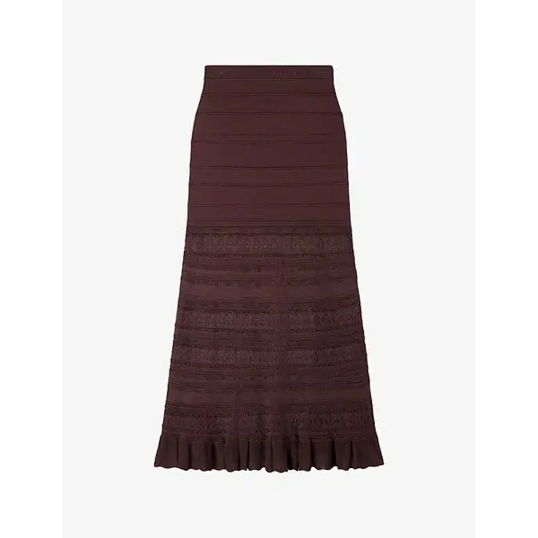 Sandro High-rise Pointelle Knitted Maxi Skirt