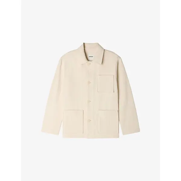 Sandro Side-pocket Cotton Worker Jacket - Ecru