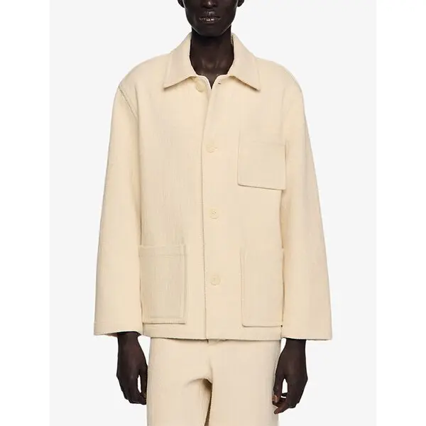 Sandro Side-pocket Cotton Worker Jacket - Ecru