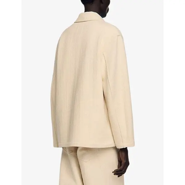 Sandro Side-pocket Cotton Worker Jacket - Ecru