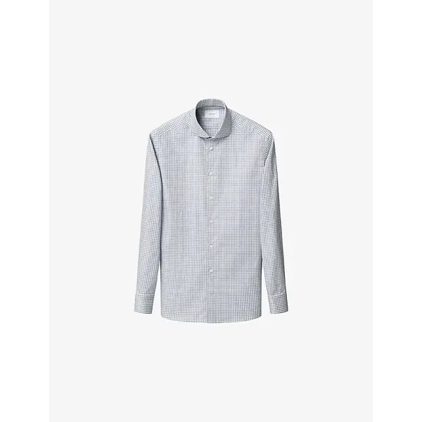 Eton Checked Slim-fit Cotton-twill Shirt - Mid Blue