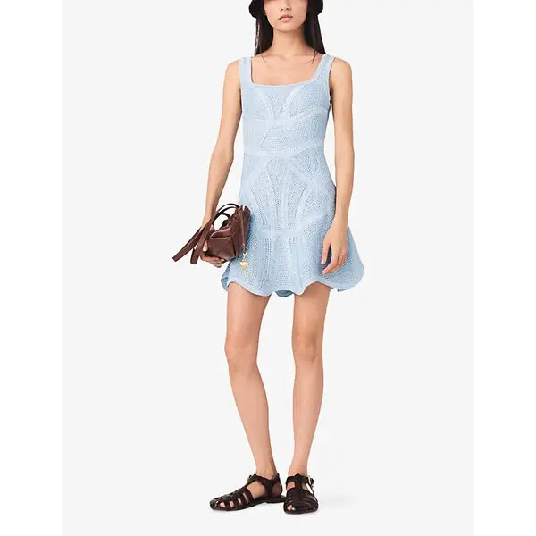 Maje Sleeveless Crochet Mini Dress