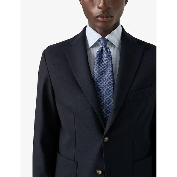 Eton Checked Contemporary-fit Cotton-twill Shirt - Mid Blue