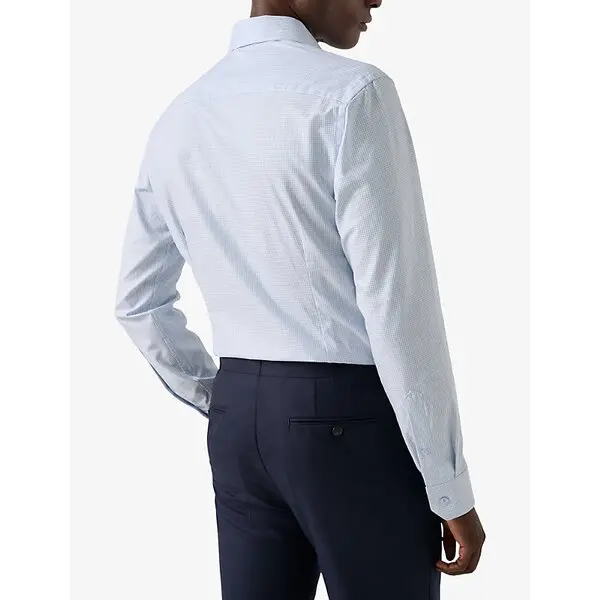 Eton Checked Contemporary-fit Cotton-twill Shirt - Mid Blue