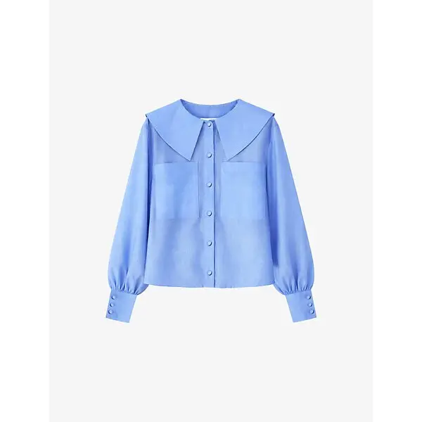 RO&ZO Oversized-collar Lyocell-blend Blouse