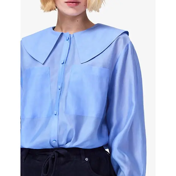 RO&ZO Oversized-collar Lyocell-blend Blouse
