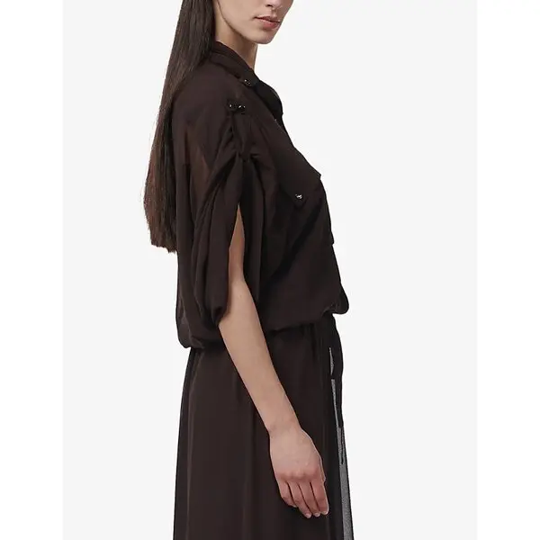 LEEM Military Button-down Woven Blouse