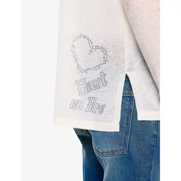 Zadig&Voltaire Robyn Rhinestone-embellished Cashmere Cardigan - Vanille