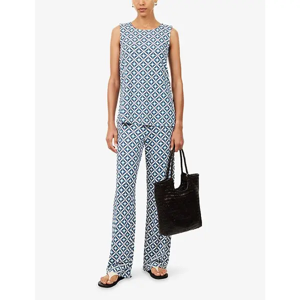 Max Mara Pelota Printed Peplum Woven Top