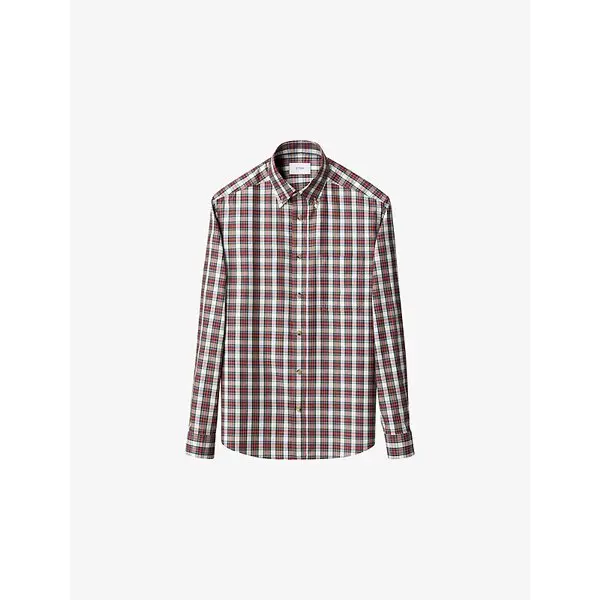 Eton Checked Casual-fit Cotton-twill Shirt - Red
