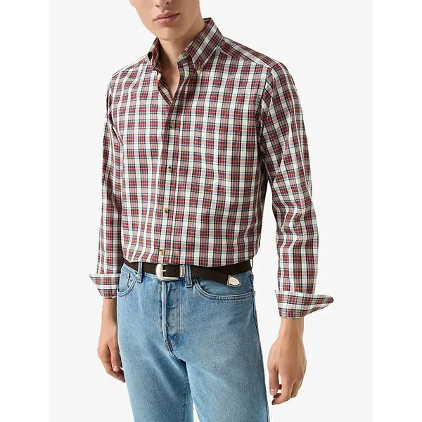 Eton Checked Casual-fit Cotton-twill Shirt - Red