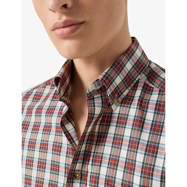 Eton Checked Casual-fit Cotton-twill Shirt - Red