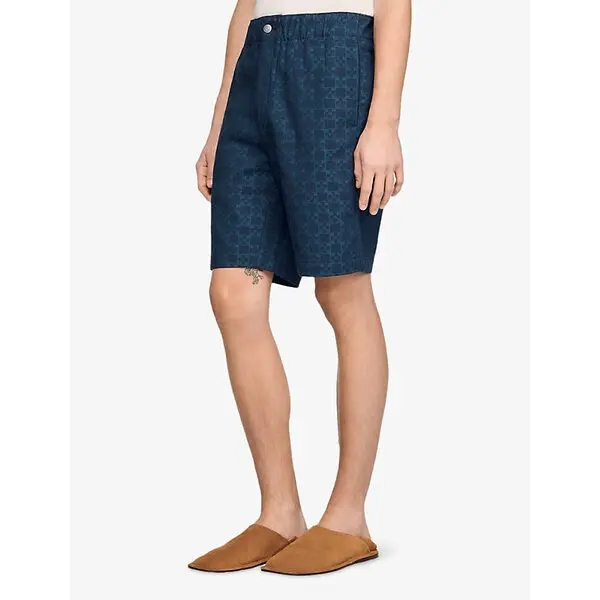 Sandro Grid-pattern Denim Shorts