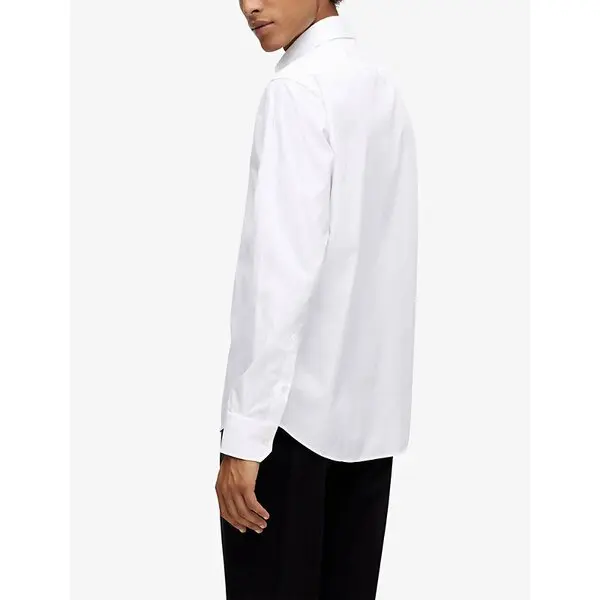 BOSS Regular-fit Long-sleeved Cotton-poplin Shirt - White